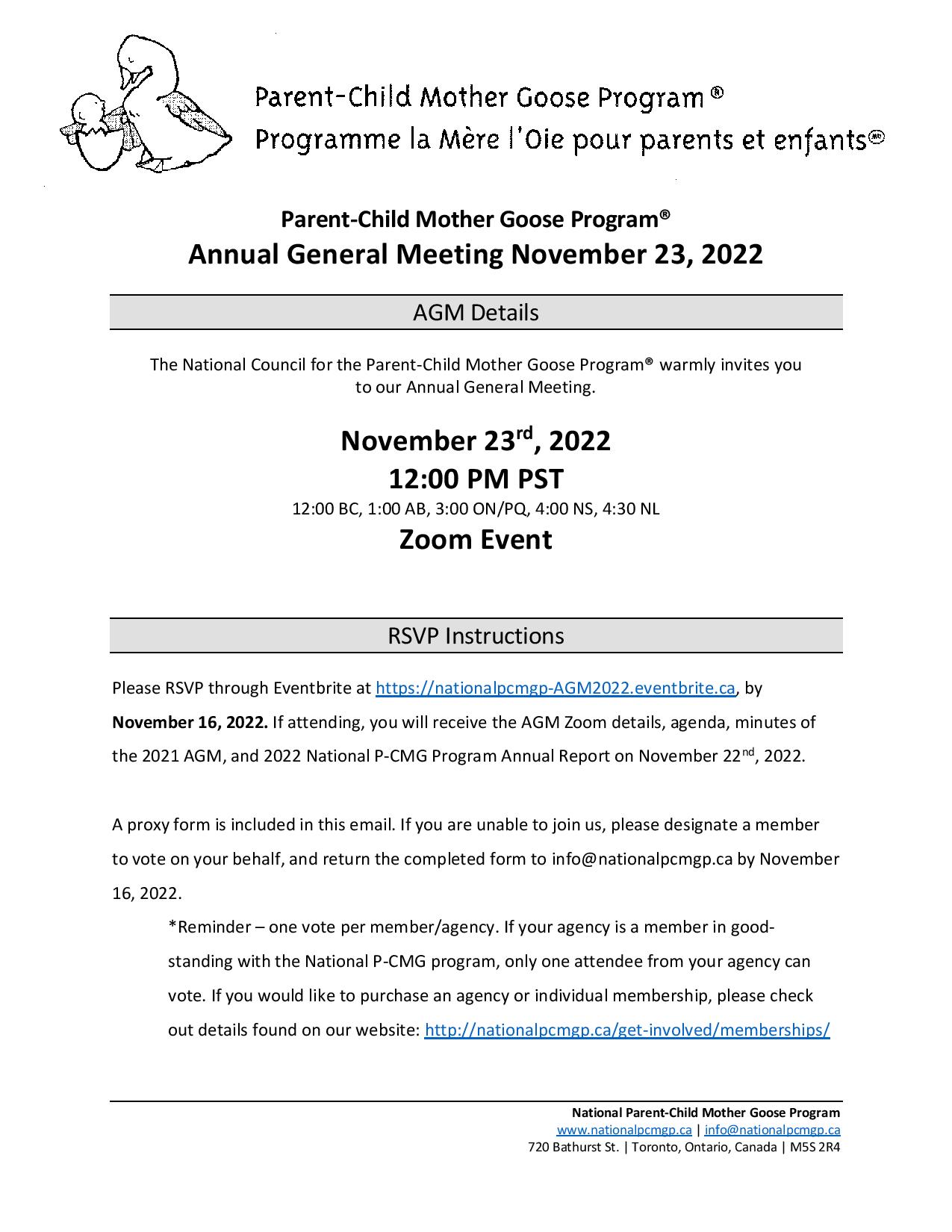 National P-CMG ProgramAGM 2022 | The Parent-Child Mother Goose Program